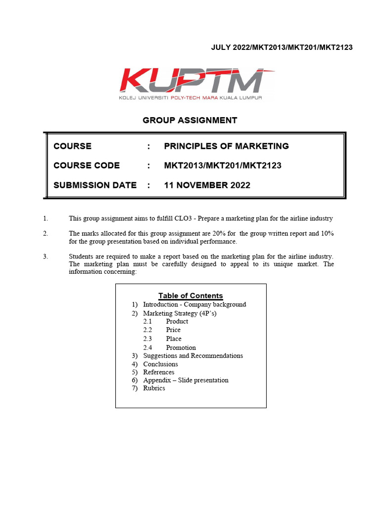 0722 - Group Assignment MKT2013 - MKT201 - MKT2123 | PDF | Marketing ...