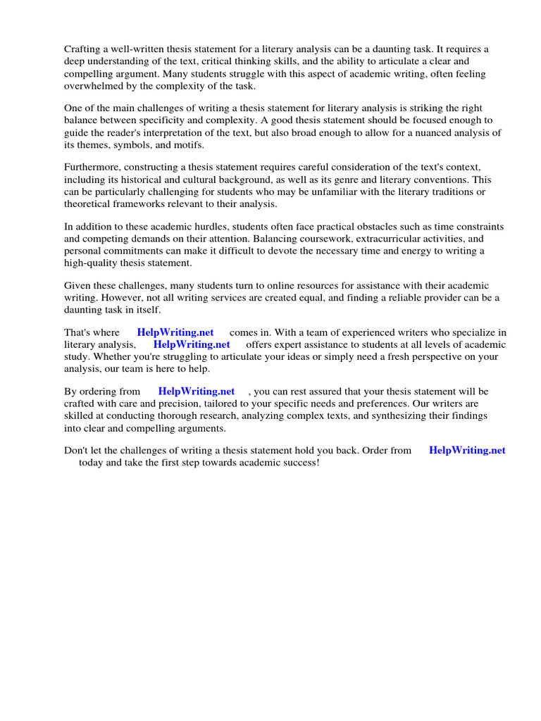 Crafting Thesis Statements for Literary Analysis | PDF | Essays | Thesis
