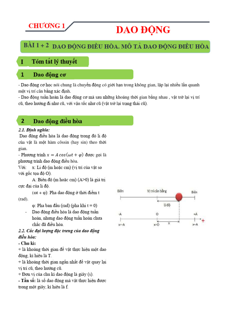BÀI 1 2 DAO ĐỘNG ĐIỀU HÒA | PDF
