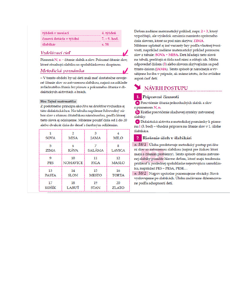 Čítanie Slabík A Slov S Písm N | PDF