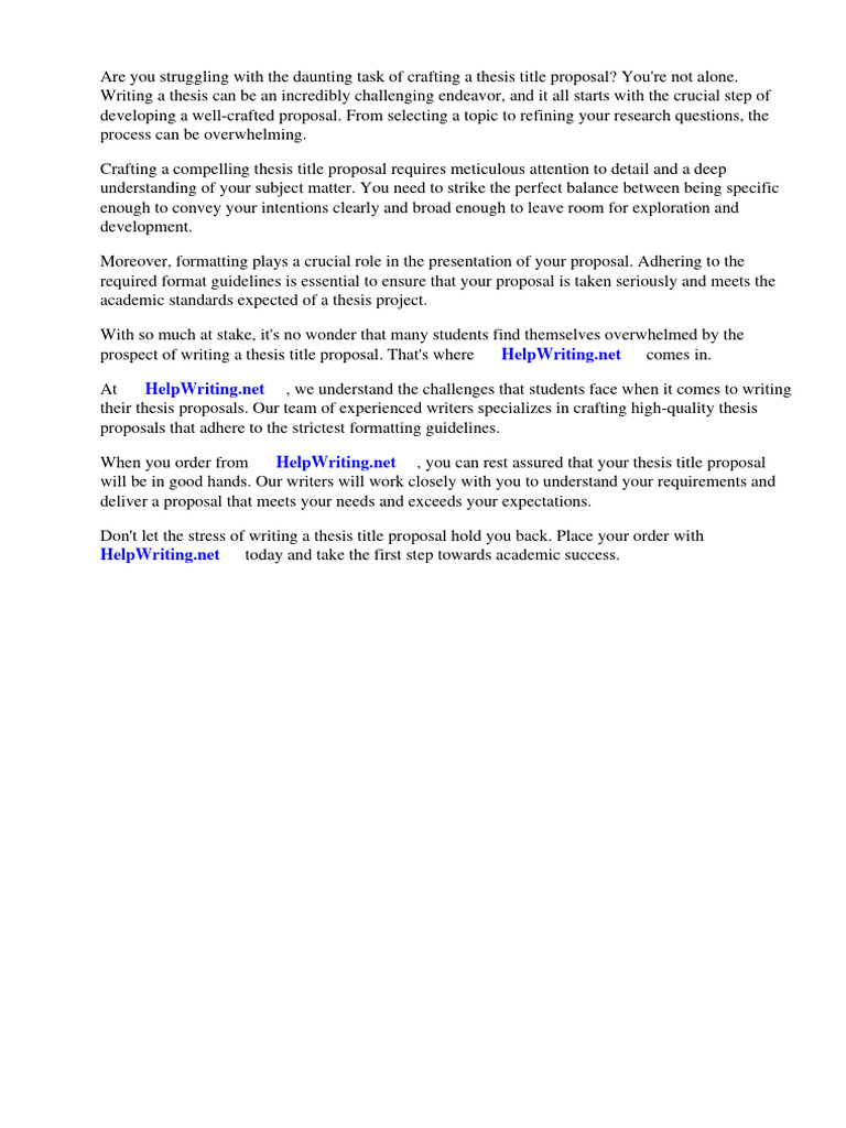 Format of Thesis Title Proposal | PDF | Thesis | Knowledge