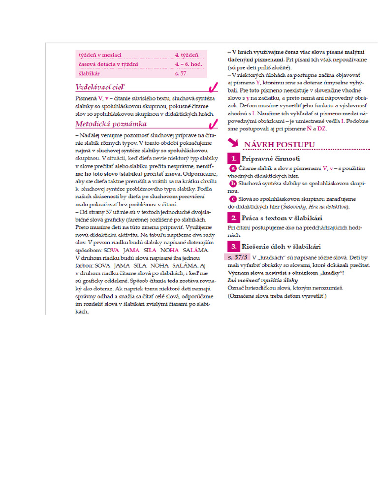 Čítanie Súvislého Textu S Písm V | PDF