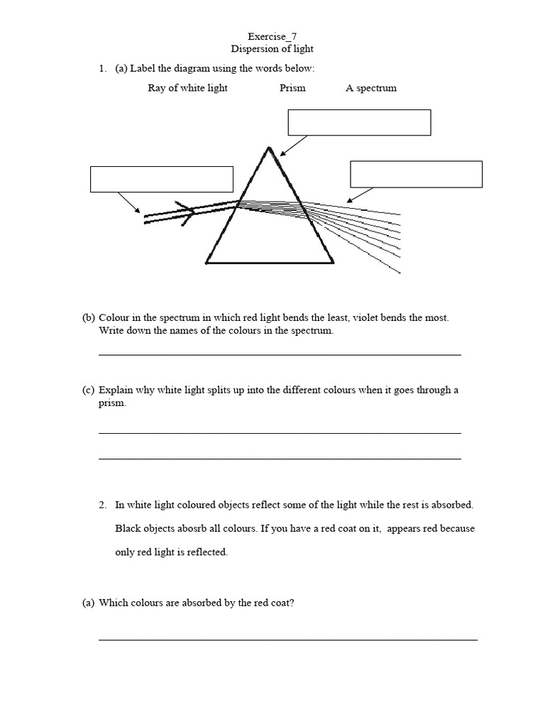 Exercise 7 Dispersion-Of-Light | PDF | Color | White