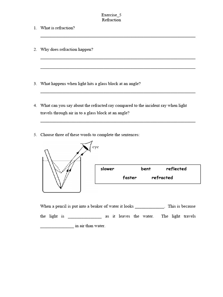 Exercise 5 Refraction | PDF