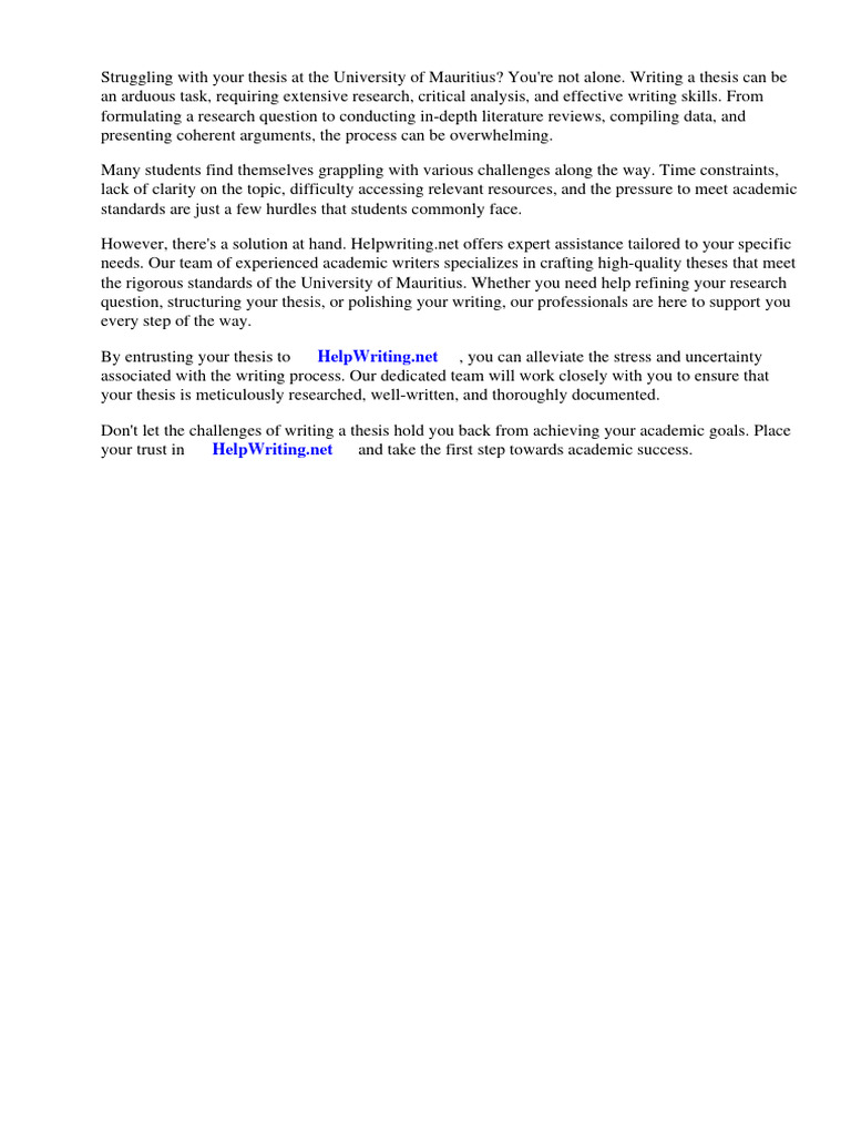 University of Mauritius Thesis | PDF | Academic Degree | Thesis
