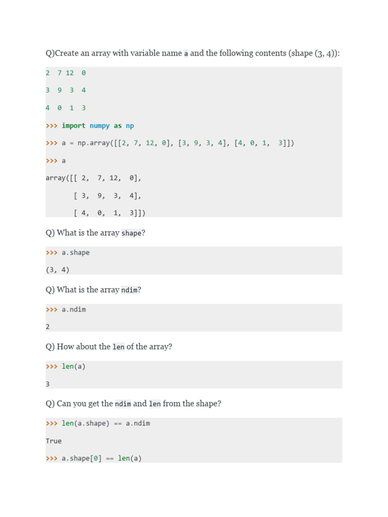 Sheet 3 Numpy | PDF | Computer Programming | Computing Sheet 3 Numpy | PDF | Computer Programming | Computing