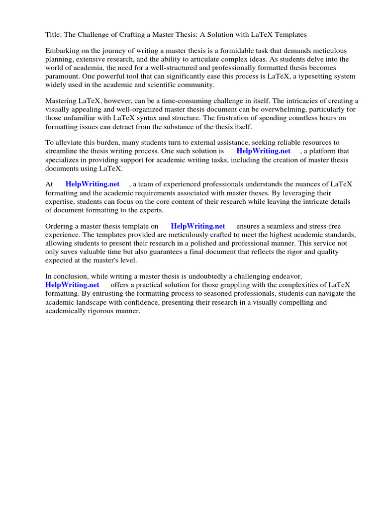 Master Thesis Template Latex | PDF