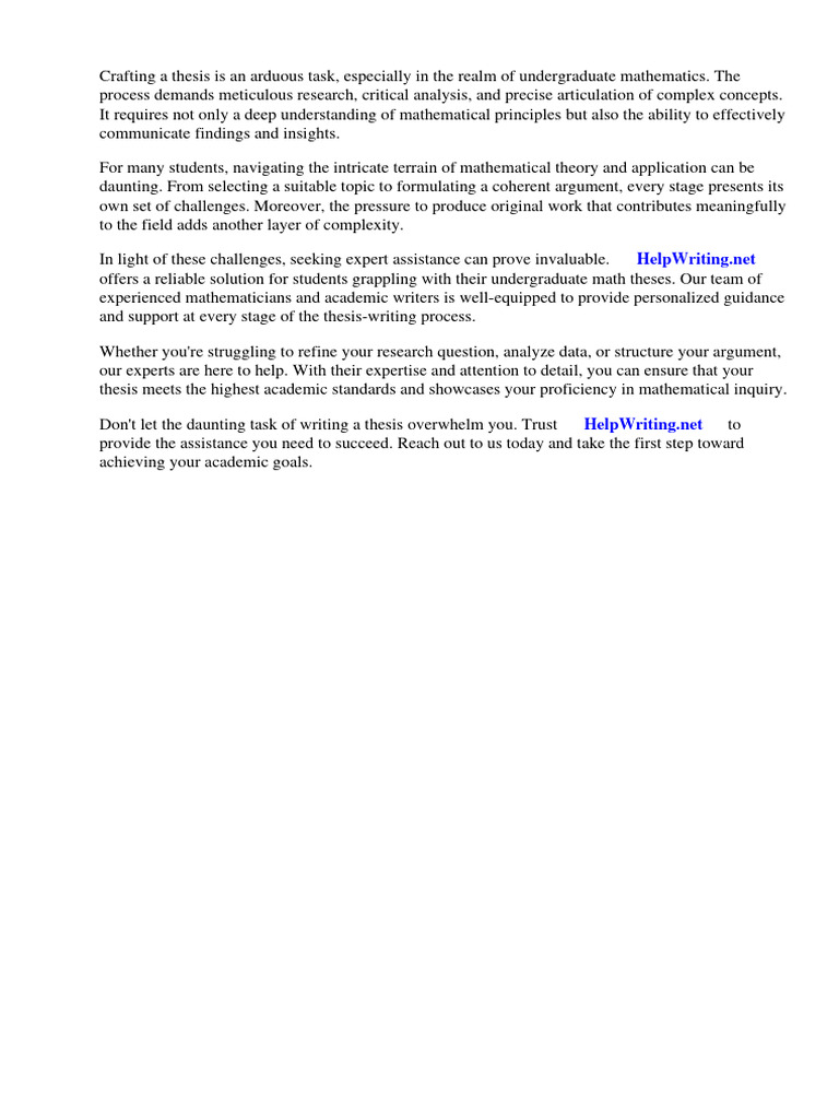 Undergraduate Math Thesis Ideas | PDF