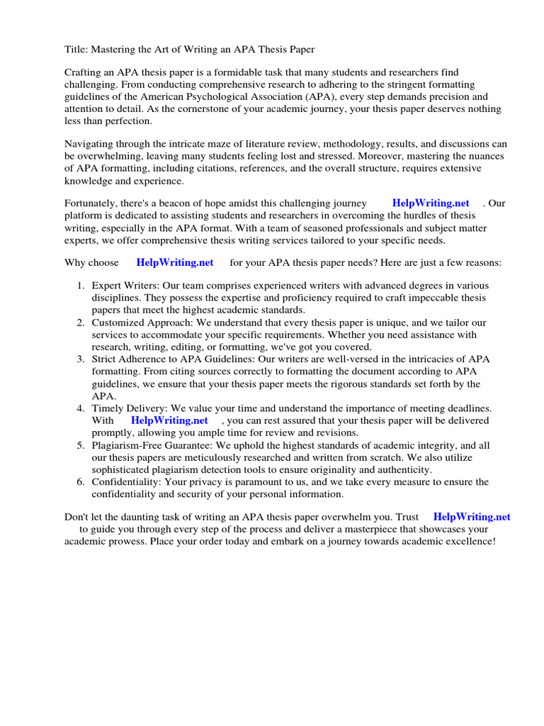 Apa Thesis Paper | PDF | Apa Style | Citation