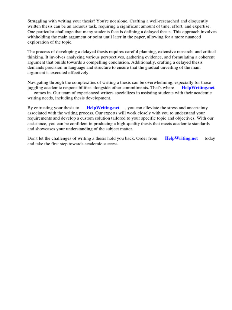 Delayed Thesis Writing Help | PDF | Career & Growth