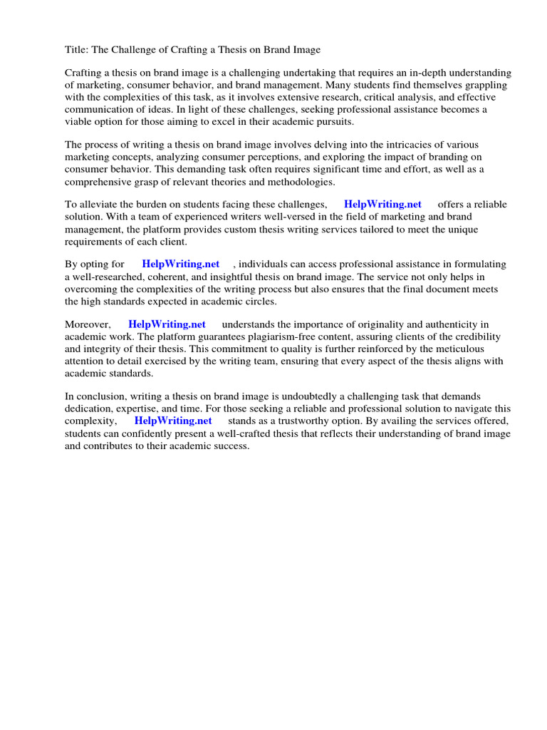 Thesis Brand Image | PDF | Brand | Marketing