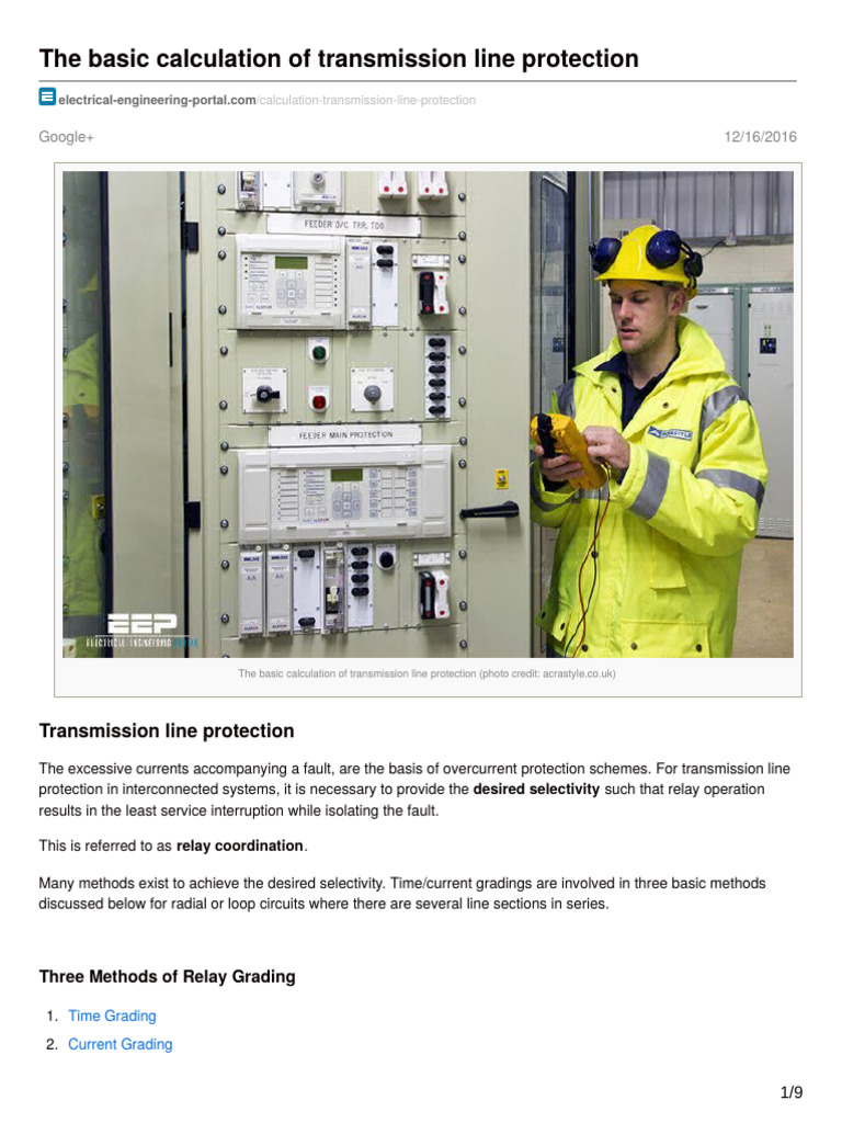 The Basic Calculation of Transmission Line Protection | PDF | Relay ...