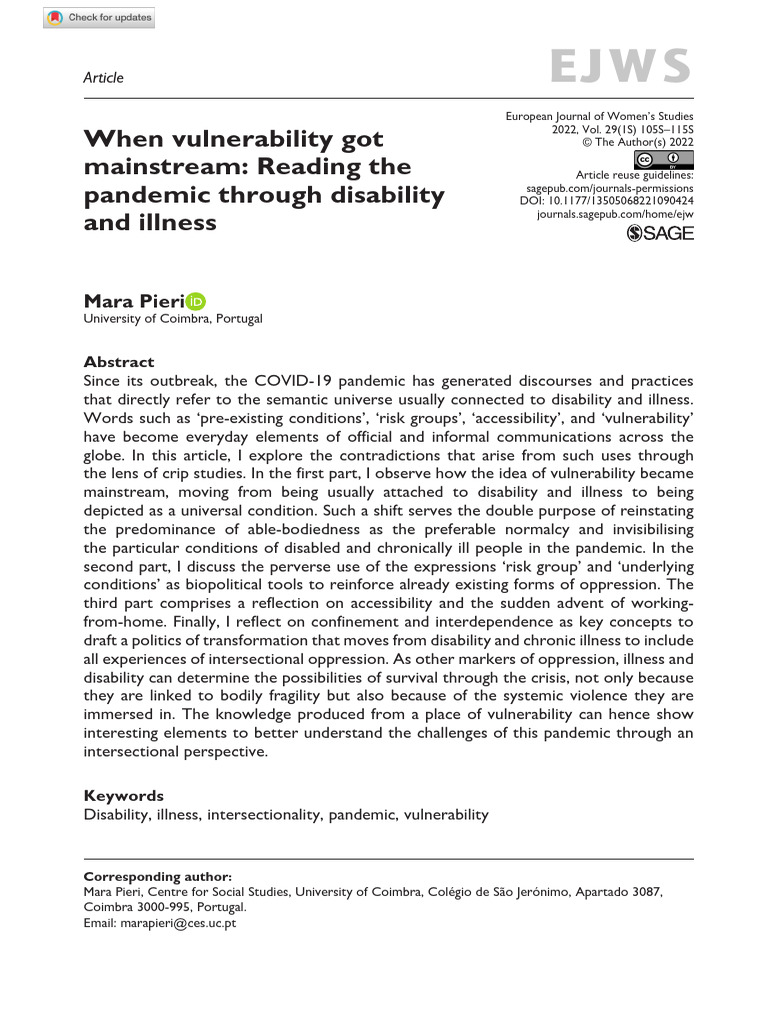 Pieri - When Vulnerability Got Mainstream | PDF | Disability ...