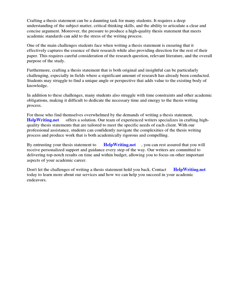 Thesis Statement Writing Process | PDF