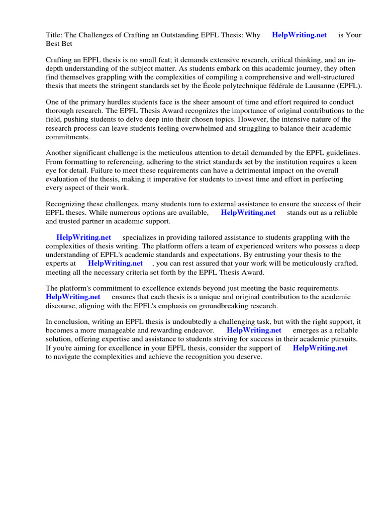 Epfl Thesis Award | PDF