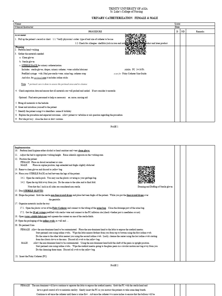 Urinary-Catheterization-Checklist | PDF
