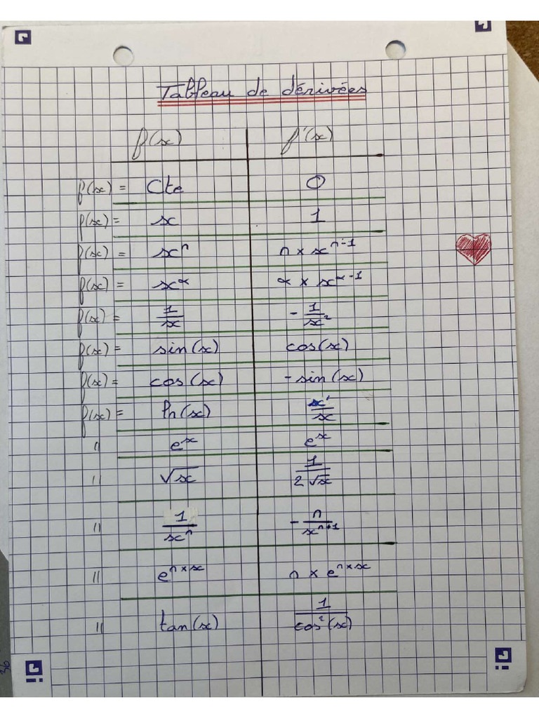 Dérivées Usuelles | PDF