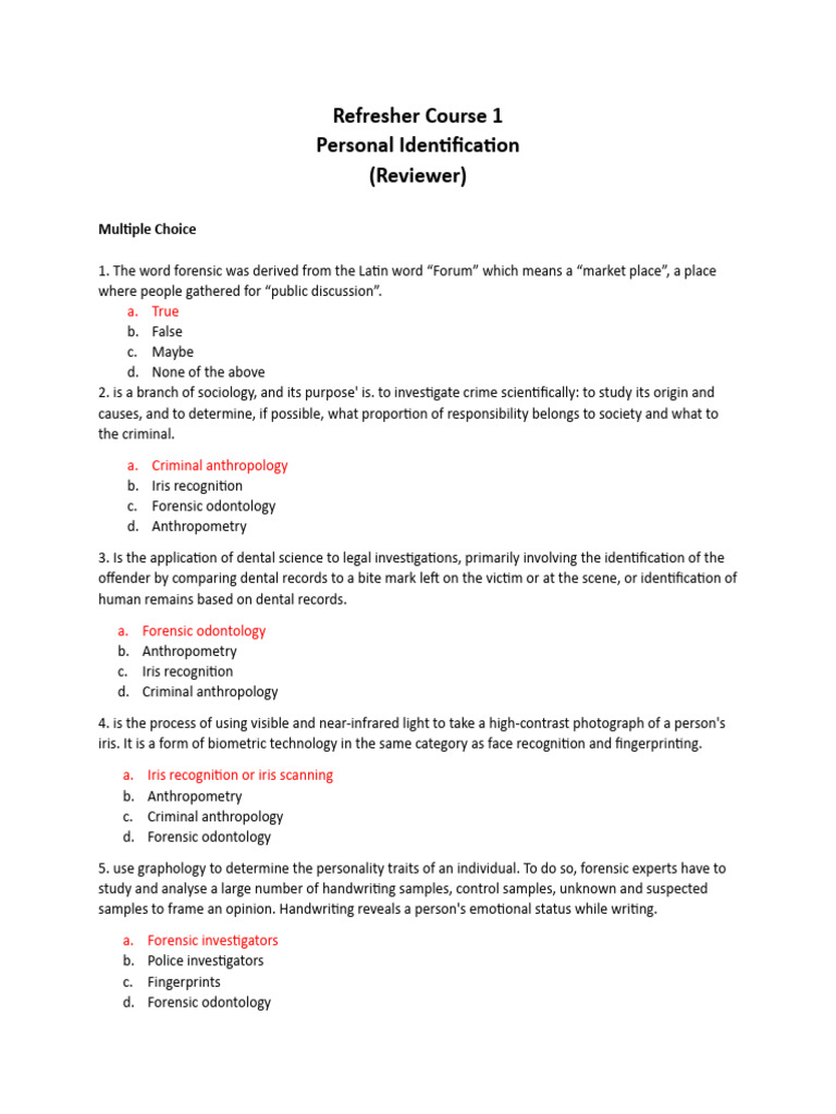Personal Identification Techniques Review | PDF
