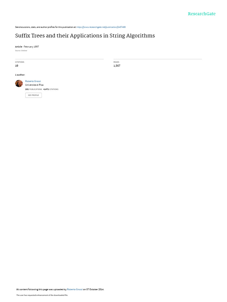 Suffix Trees and Their Applications in String Algo | PDF