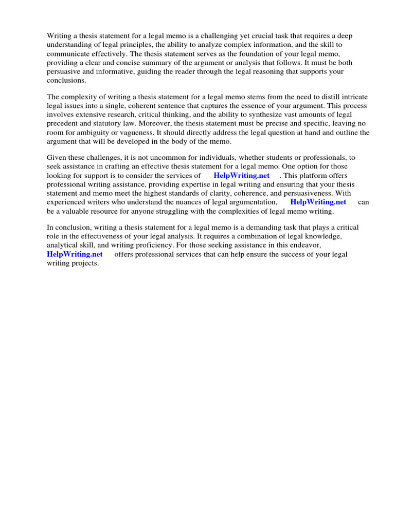 Crafting a Legal Memo Thesis Statement | PDF | Essays | Thesis