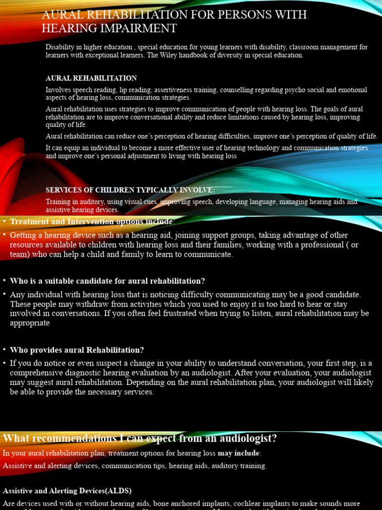 Aural Rehabilitation for Hearing Loss | PDF | Hearing | Hearing Loss