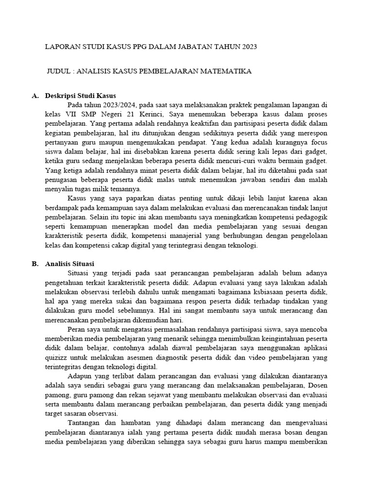 Studi Kasus Ppg Dalam Jabatan | PDF