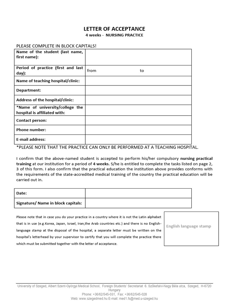 ACCEPTANCE LETTER - NURSING Practice 2023 | PDF