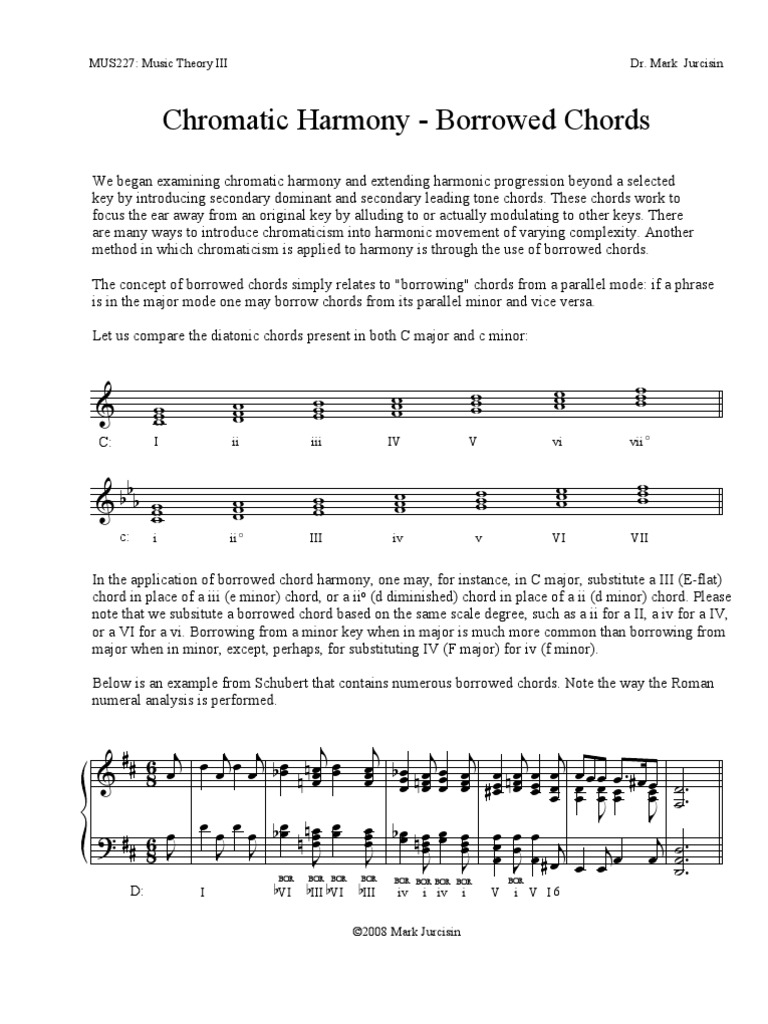 MUS227 - Chromatic Harmony - Borrowed Chords | PDF | Chord (Music ...