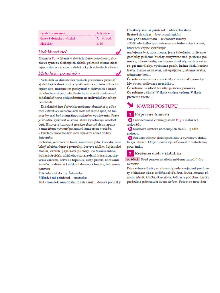 Čítanie Slov Rôznej Náročnosti Na Písm T | PDF