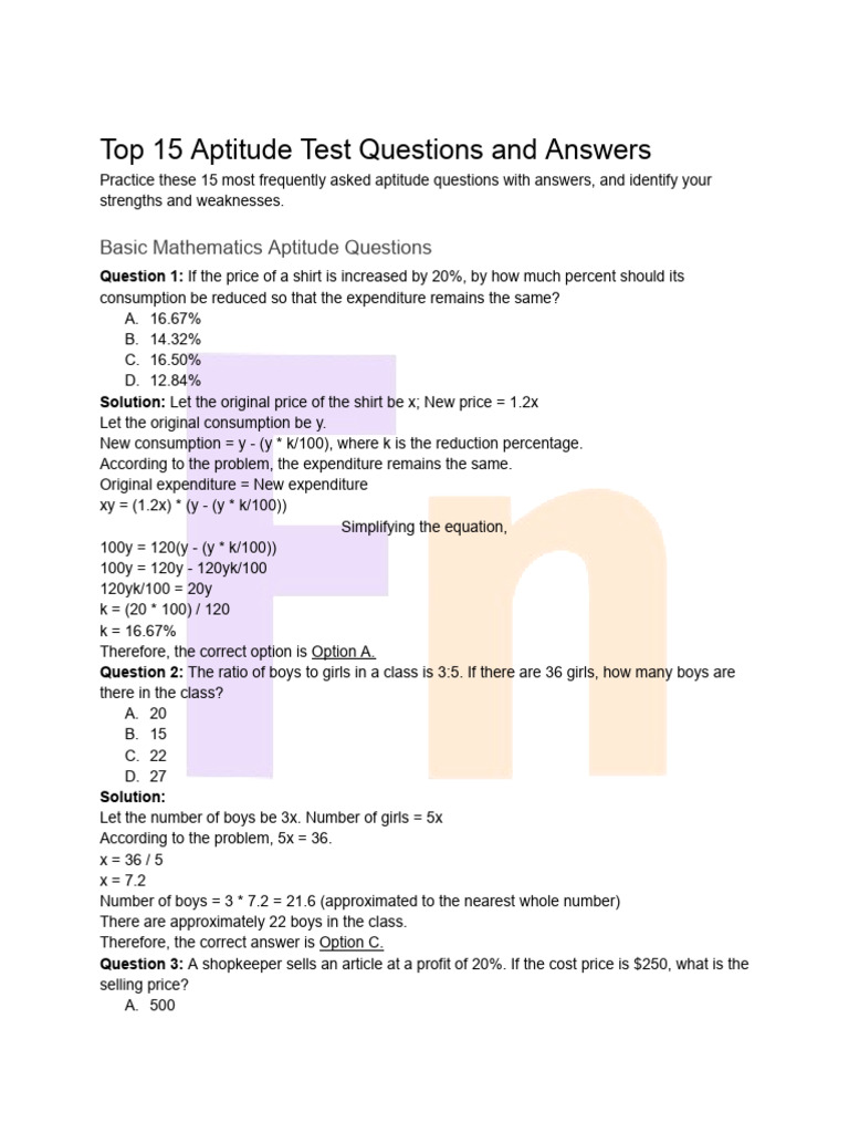 Aptitude Questions and Answers PDF | Download Free PDF | Population ...