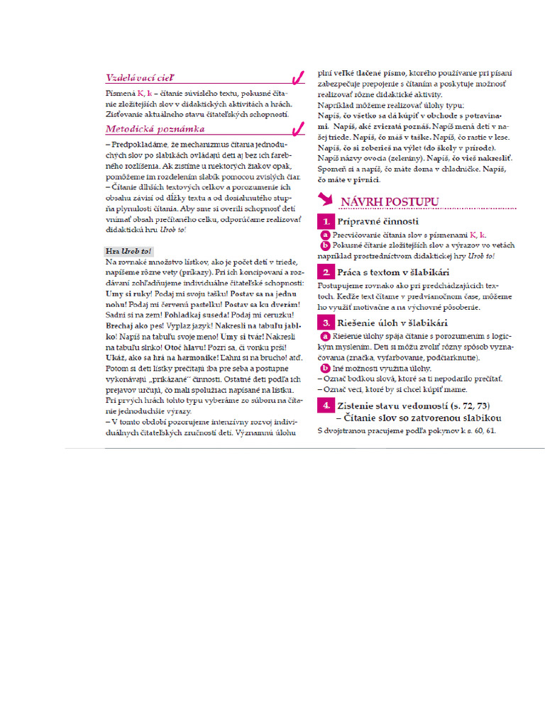 Čítanie Súvislého Textu K | PDF