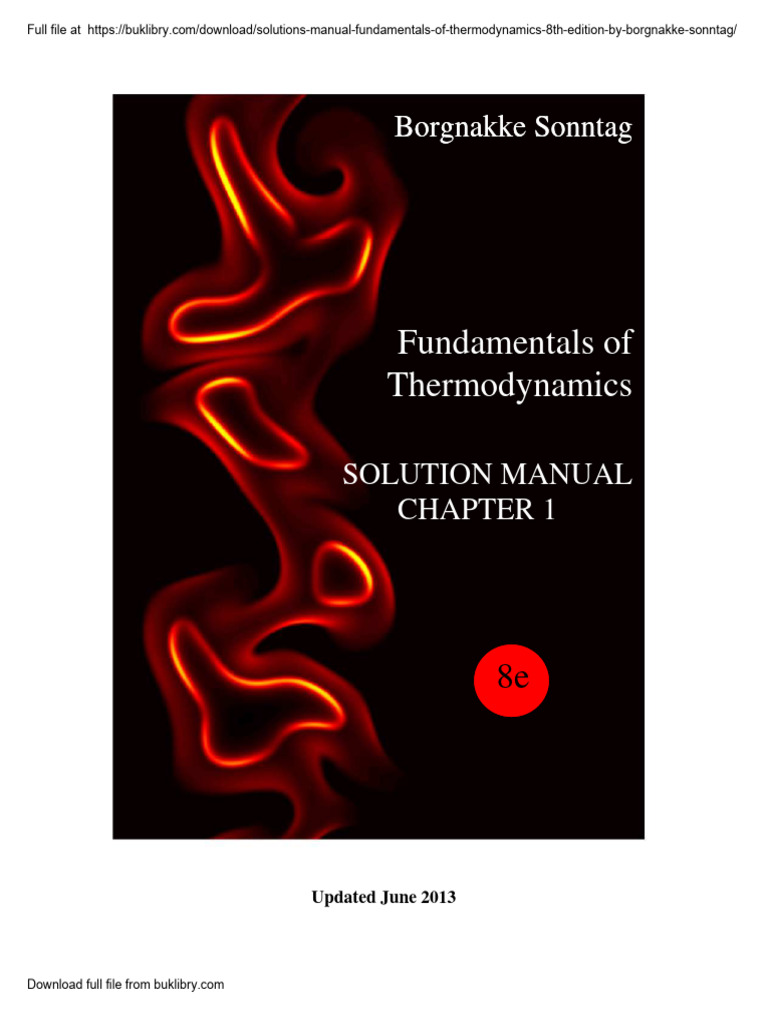 Solutions Manual Fundamentals of Thermod | PDF
