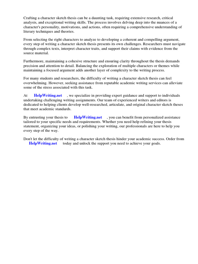 Character Sketch Thesis Examples | PDF | Essays | Thesis