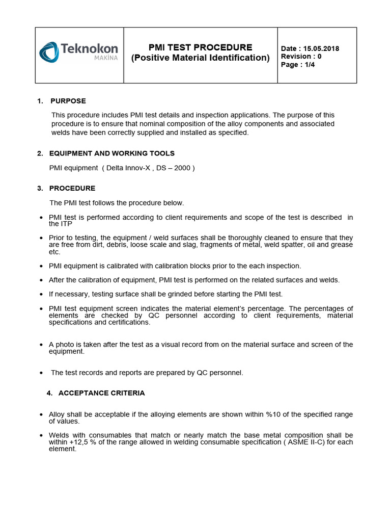 3-PMI Test Procedure | PDF | Alloy | Metals