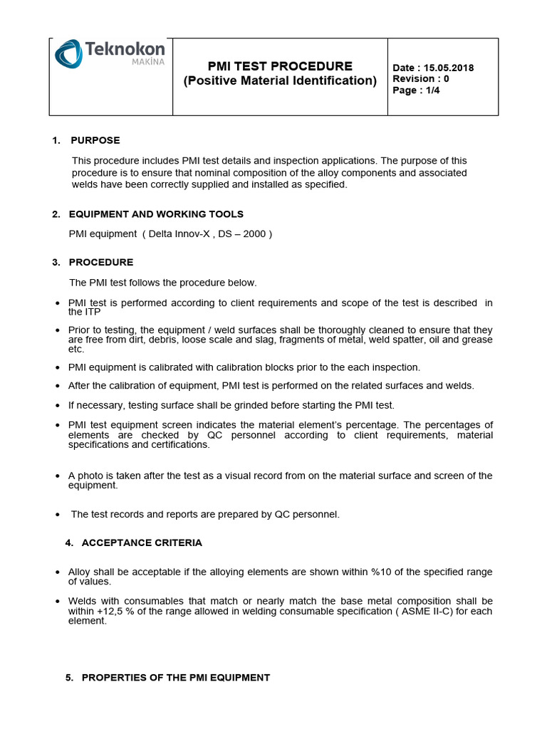 3-PMI Test Procedure | PDF | Alloy | Metals