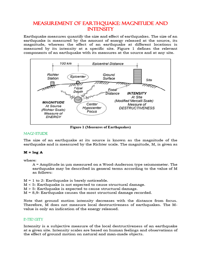 Measuring Earthquake Magnitude and Intensity | PDF