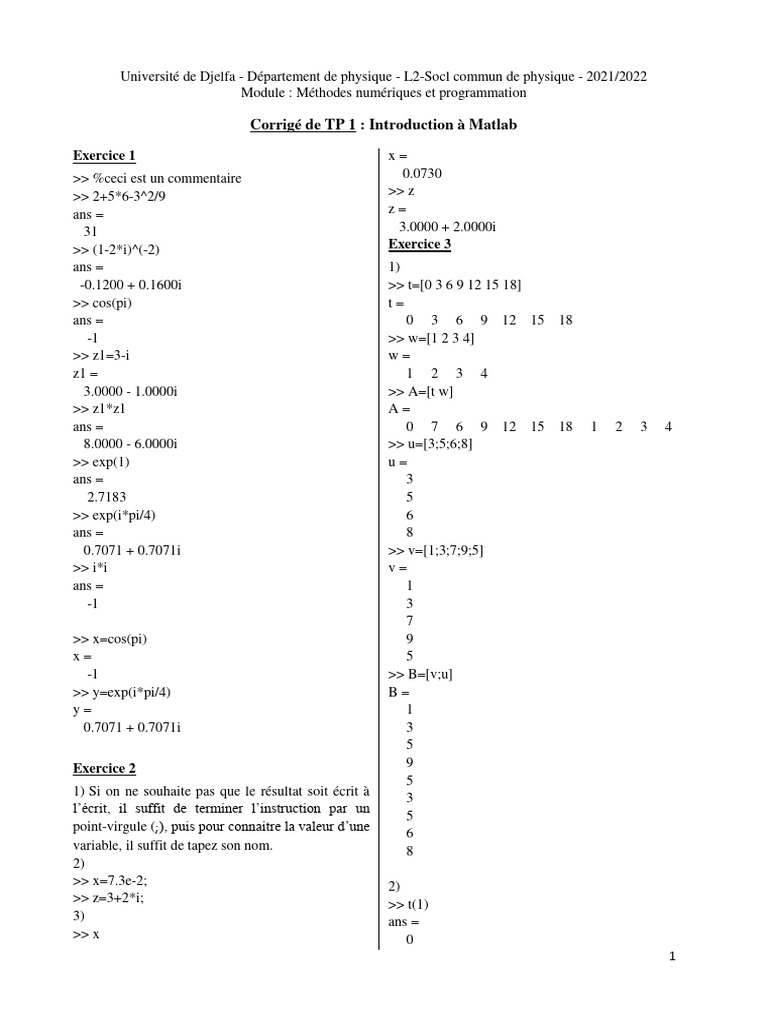 TP 1 - Corrigé | PDF