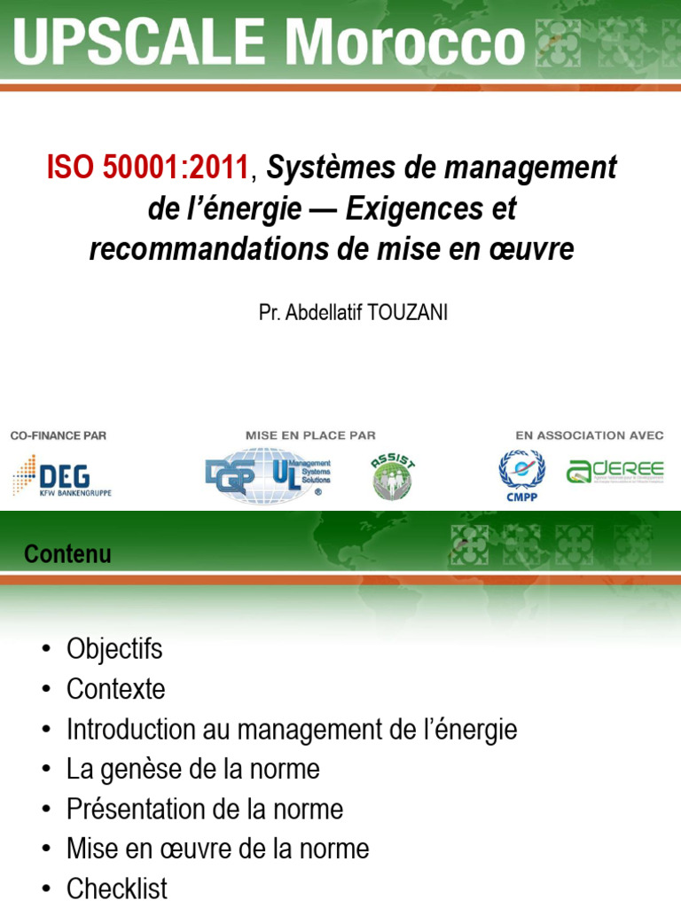 Présentation ISO 50001 Formation M.Touzani | PDF