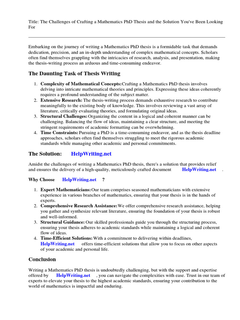 Maths PHD Thesis PDF | PDF | Mathematics | Thesis