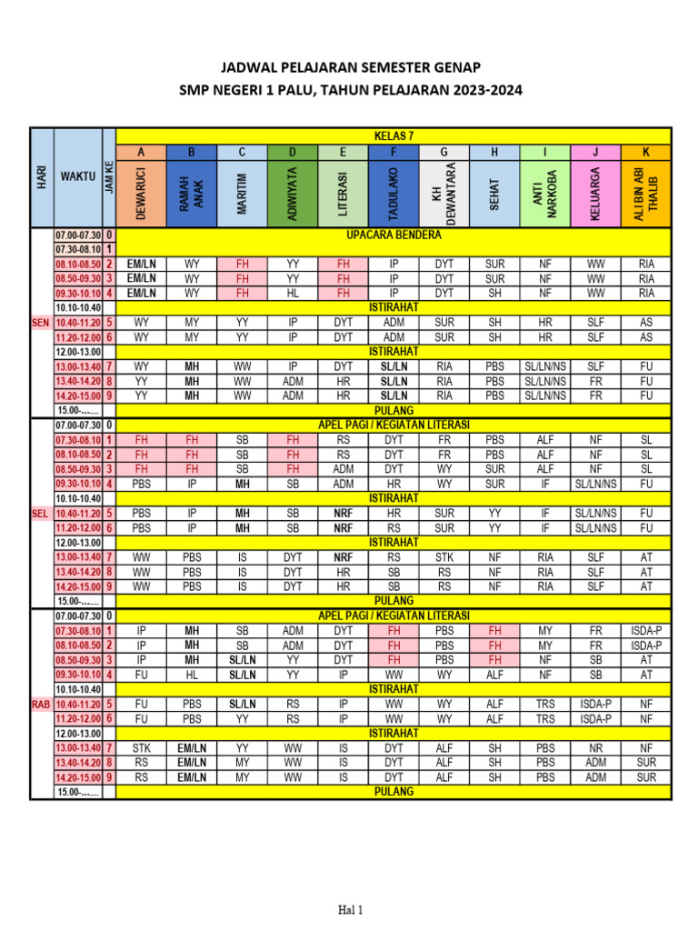 Jadwal Semester Genap 2023-2024 Rev - 5 | PDF