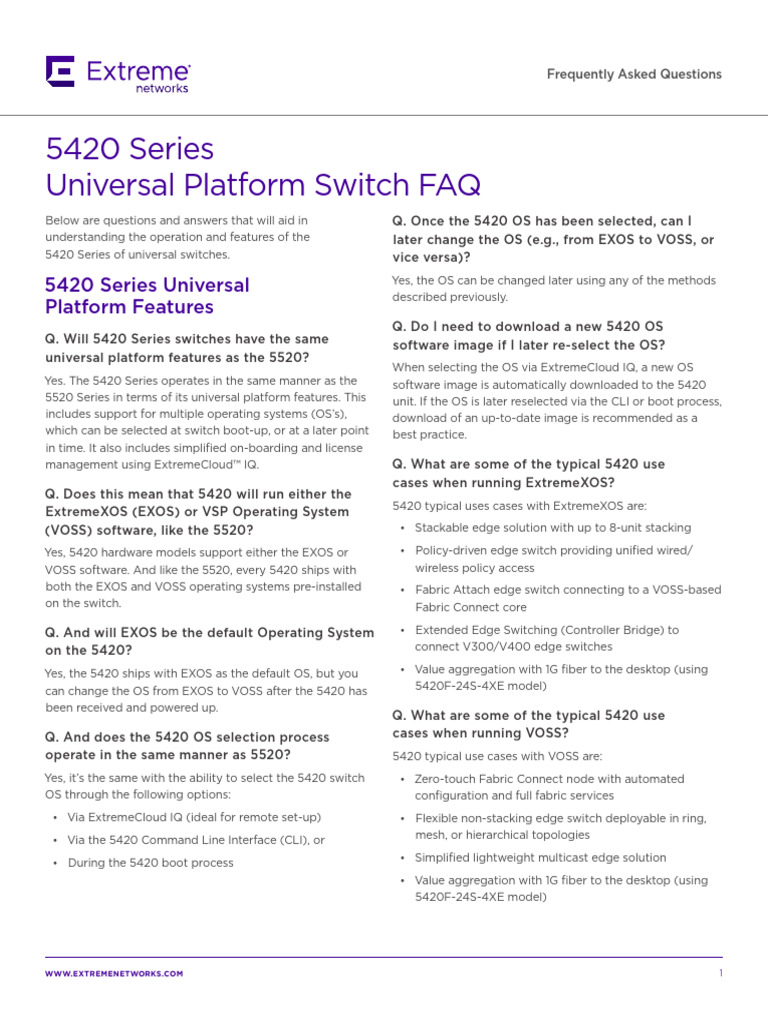 5420 Universal Switch Faq | PDF | Network Switch | Computer Architecture