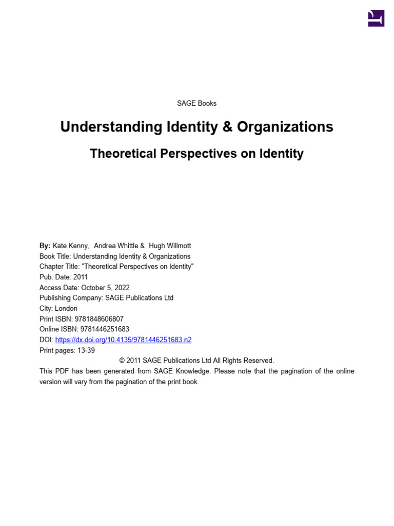 Theoretical Perspectives on Identity | PDF | Science & Mathematics