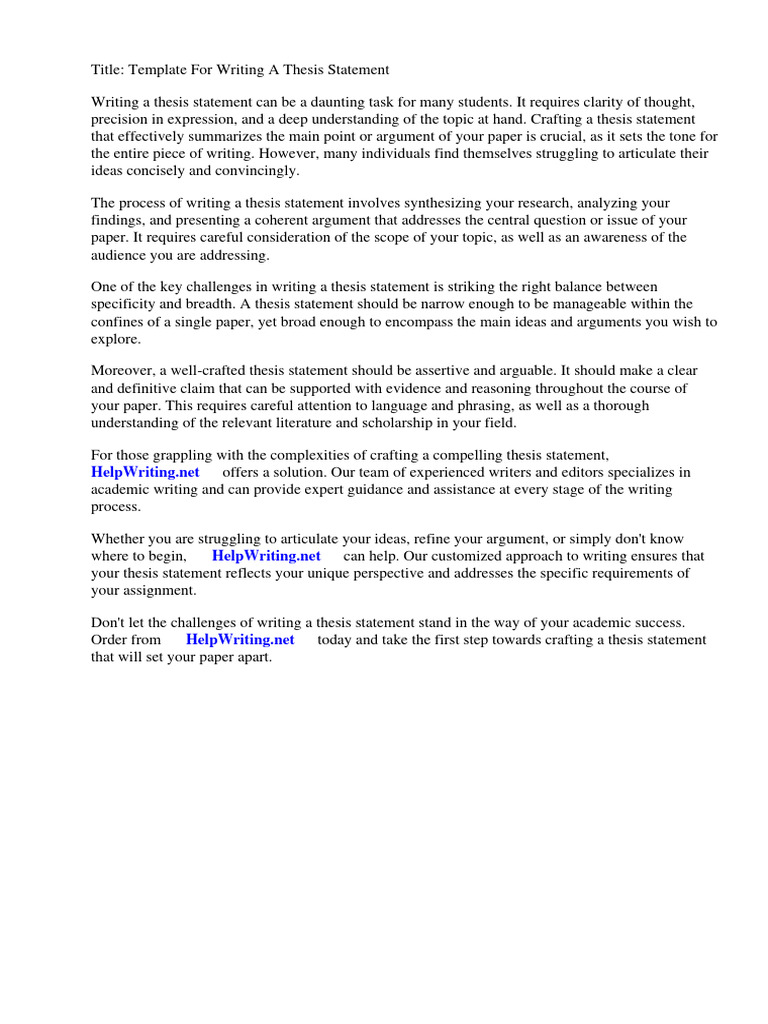 Thesis Statement Writing Guide | PDF | Essays | Thesis