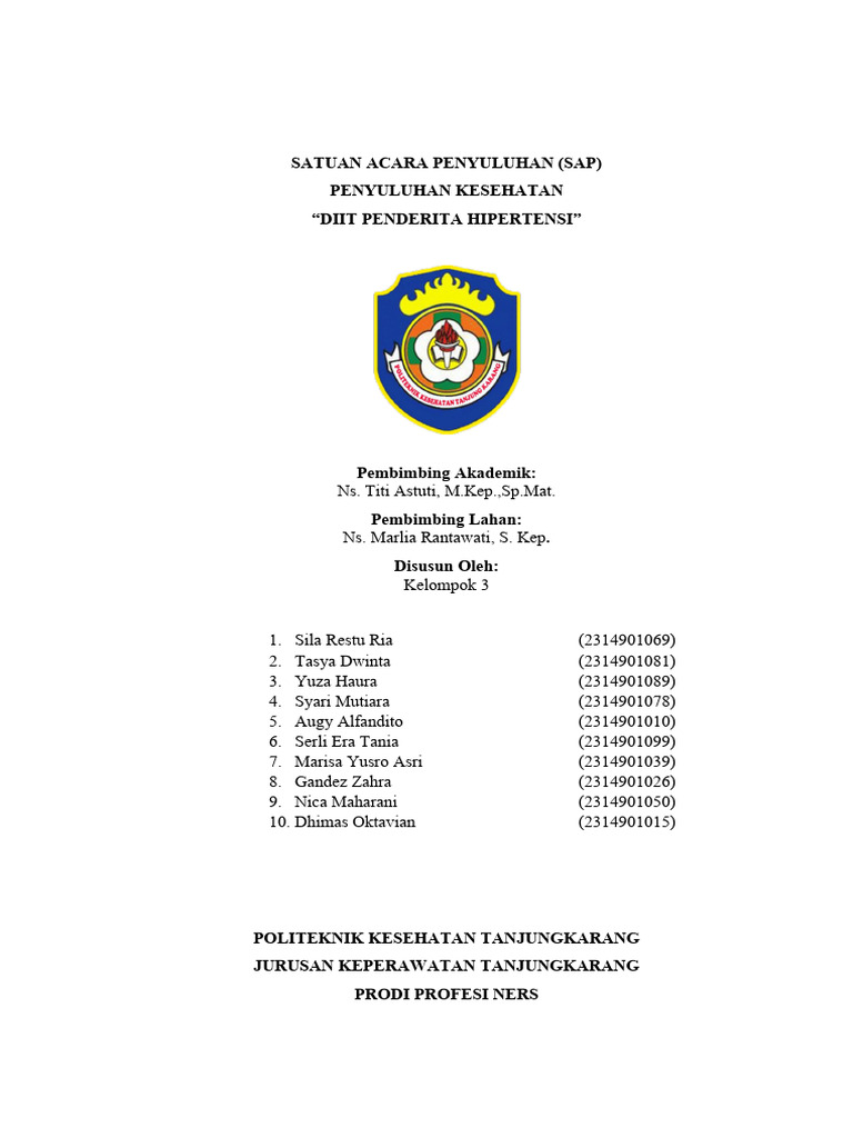 SAP Diit Hipertensi-1 | PDF