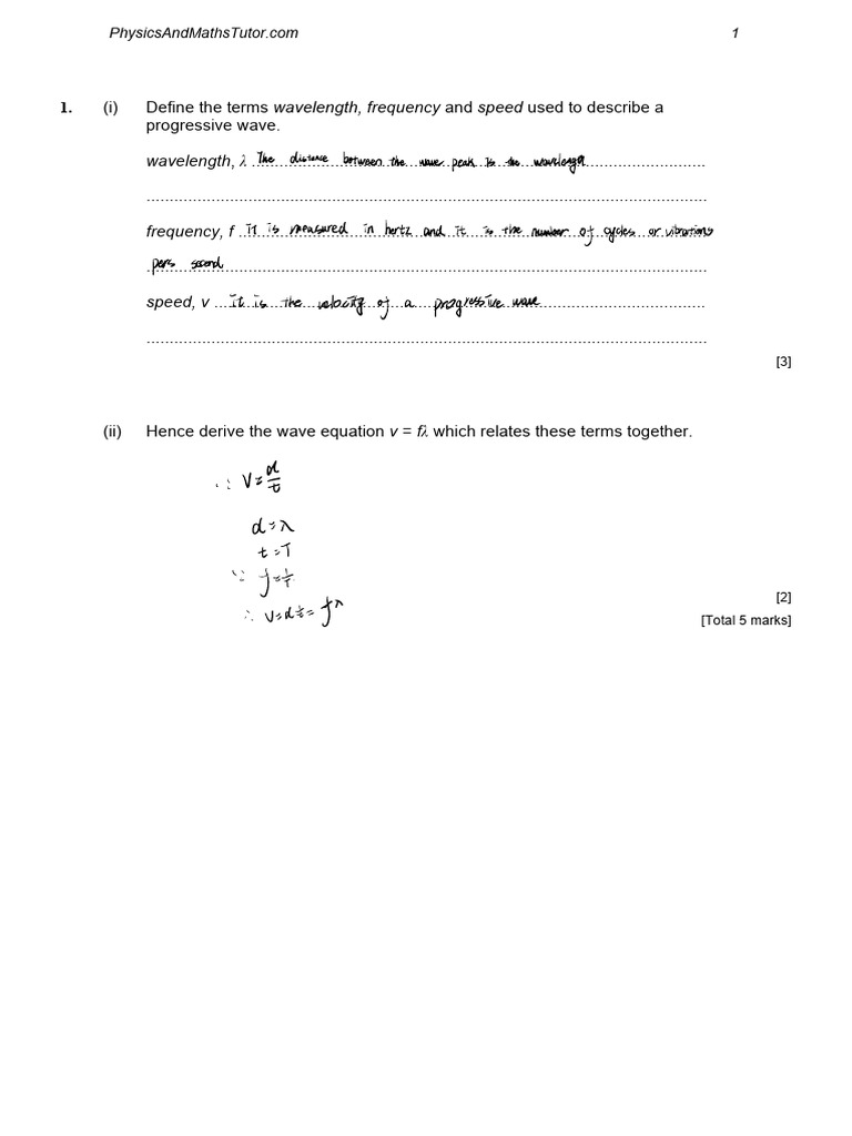 Waves Homework Task 1k | PDF | Frequency | Waves