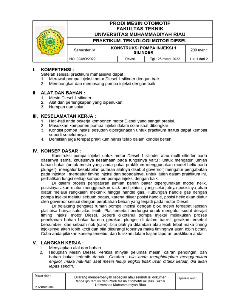 02 Konstruksi Pompa Injeksi 1 sil | PDF