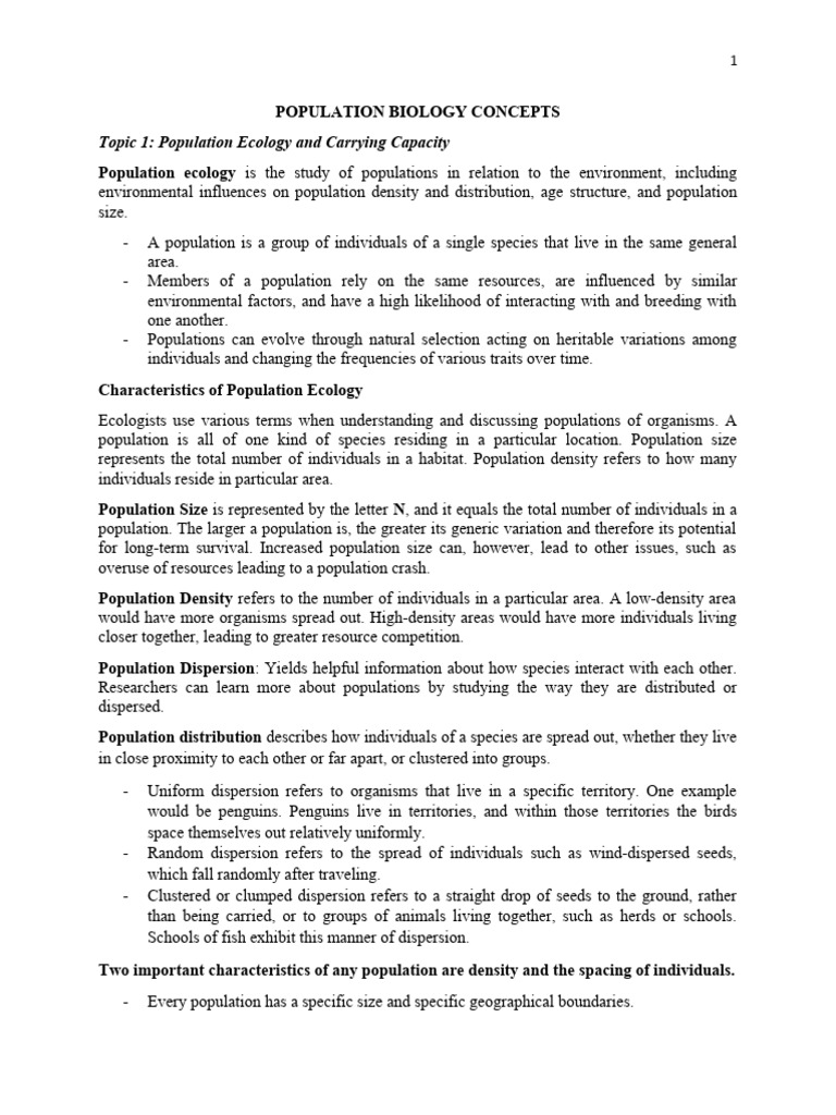 Population Biology Activities