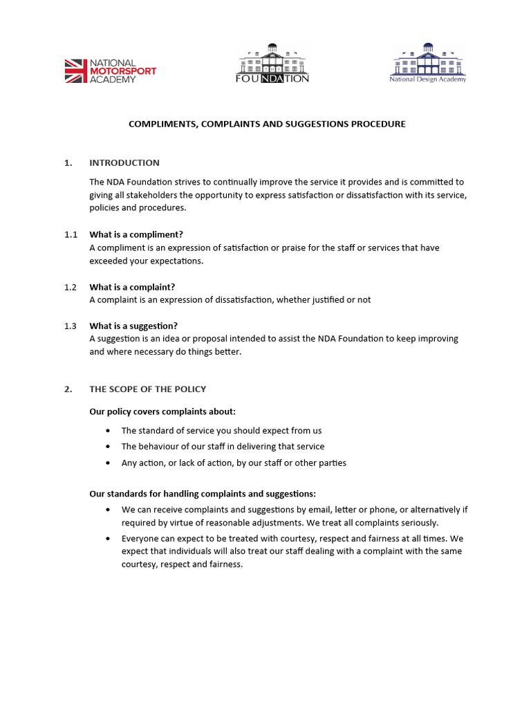 Compliments_Complaints_and_Suggestions_Procedure | PDF
