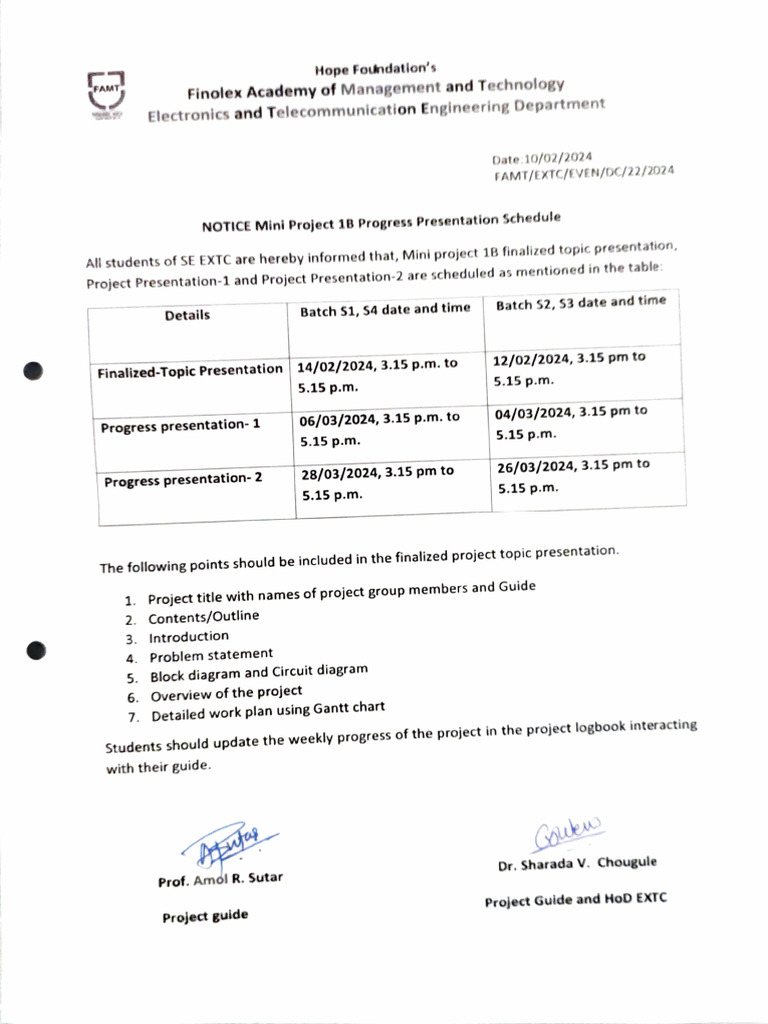 Mini Project Schedule | PDF