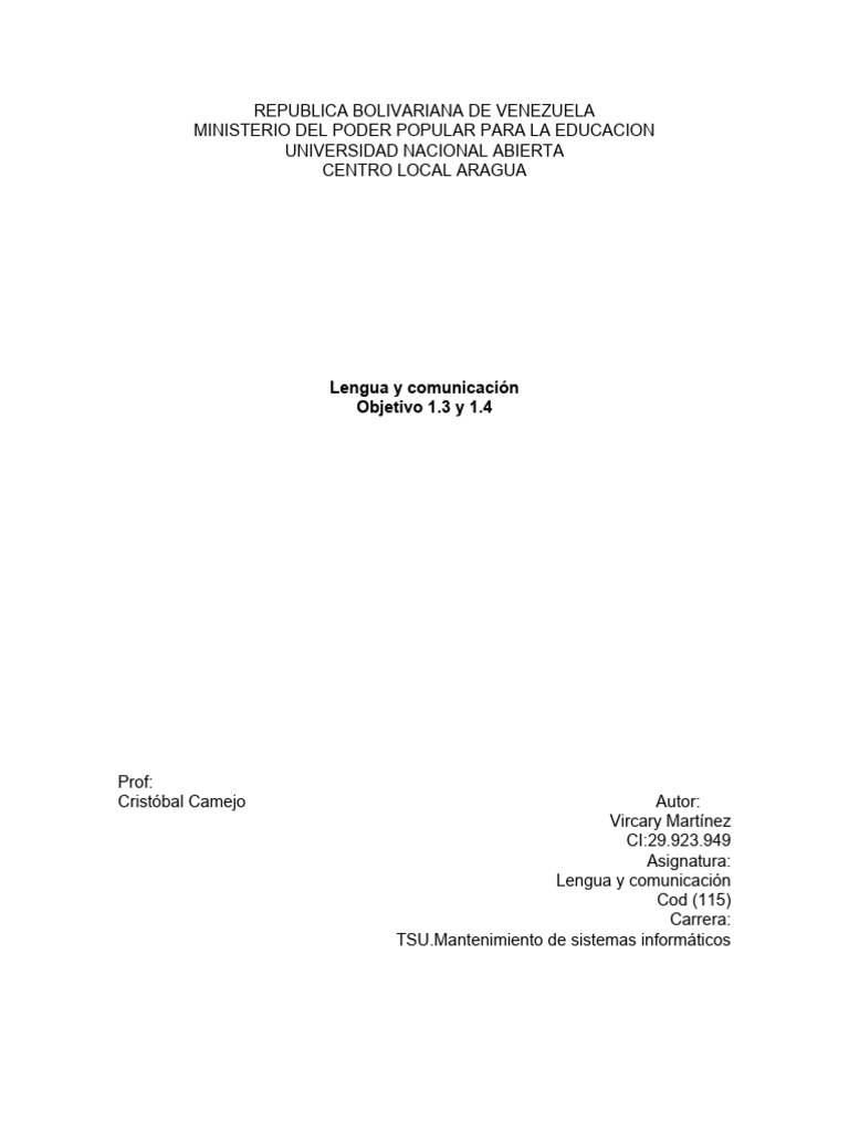 Lengua y Cpomunicacion Obj 1.3 y 1.4 | PDF | Informática | Hablar en ... Lengua y Cpomunicacion Obj 1.3 y 1.4 | PDF | Informática | Hablar en ...
